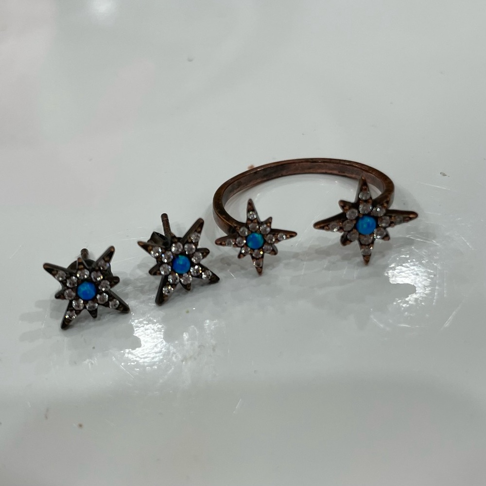 Taylor Swift Arcade Ring And Opal Eyes Earrings - Gem